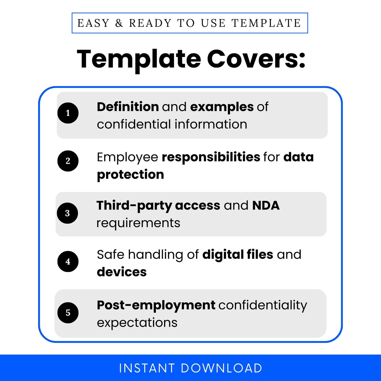 Employee Confidentiality Policy Template (word, PDF) | Simple Human Resources HR Template, Small ...