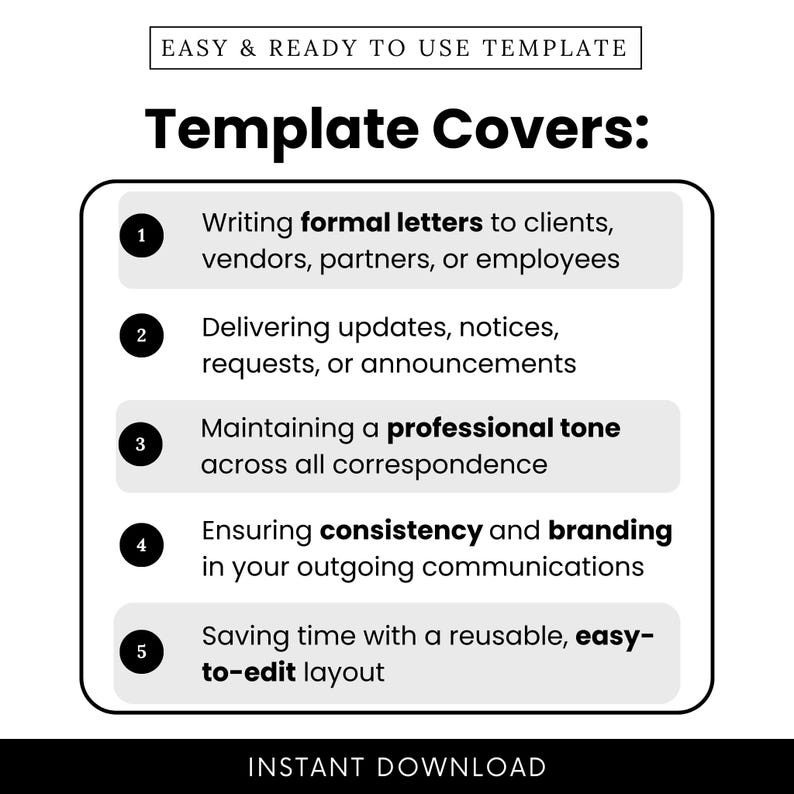 Business Letter Template (word, PDF) | Simple Modern Letter Template ...
