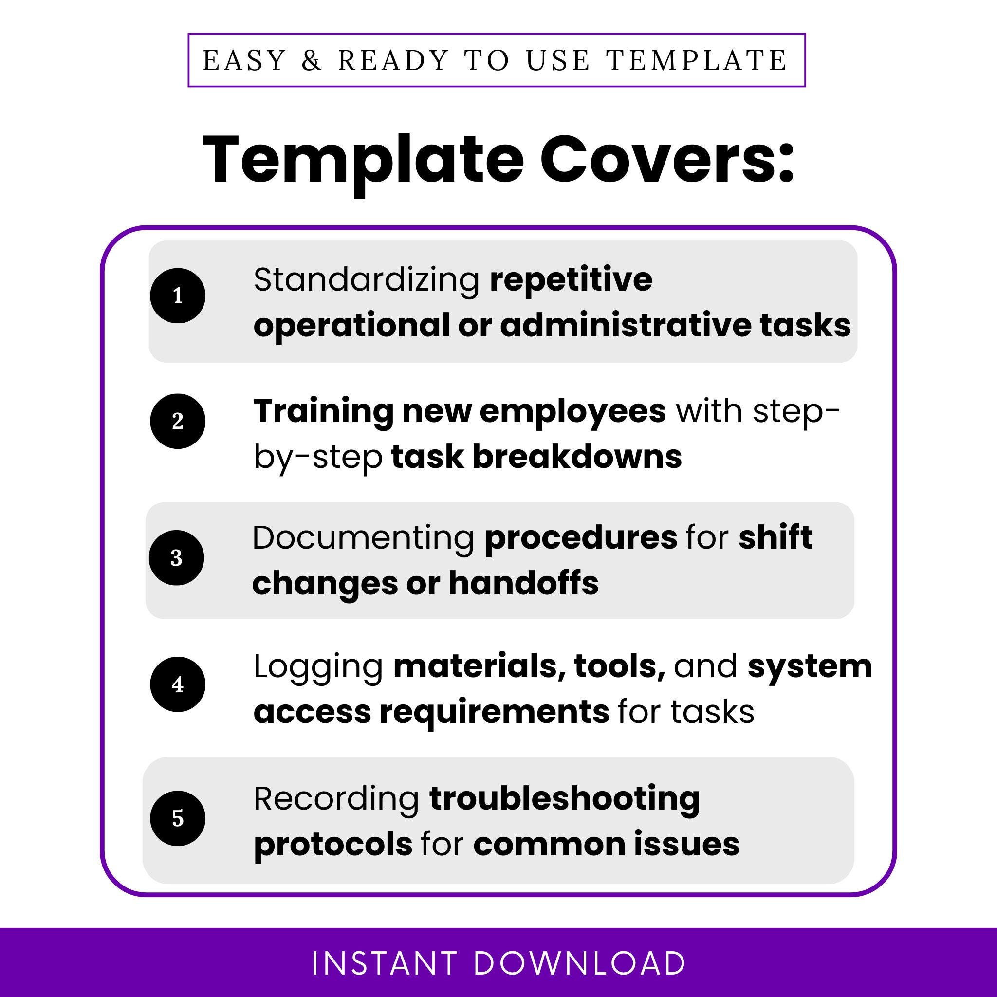 Simple Standard Work Template – Word & PDF, A4 + US Letter - Etsy