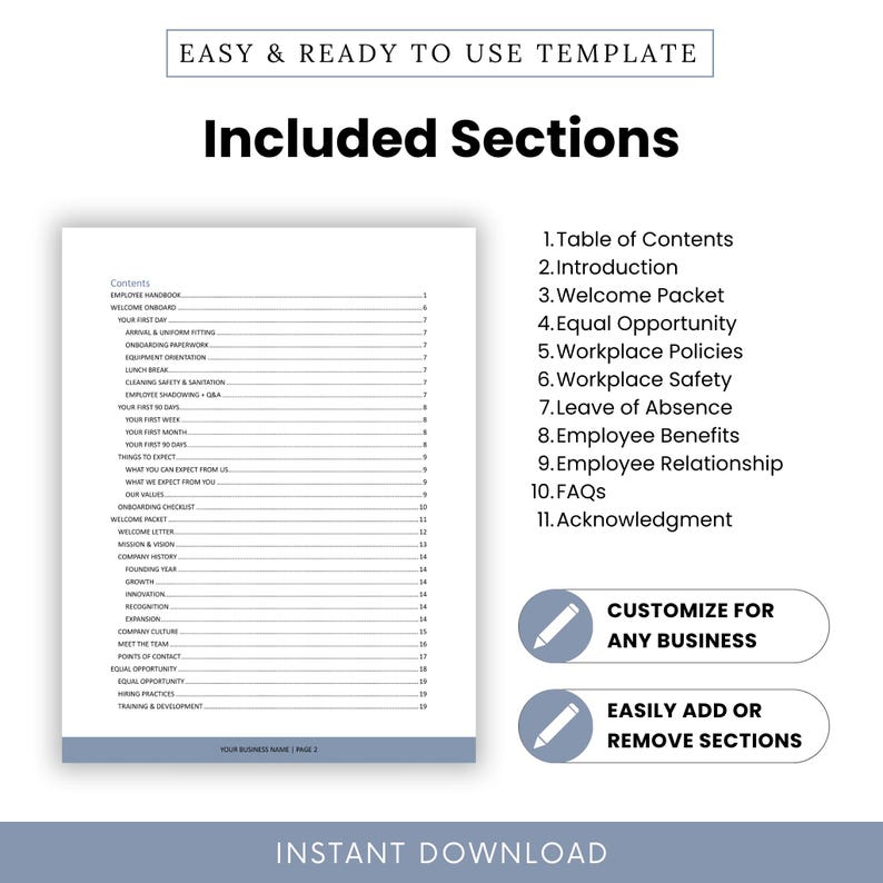 Cleaning Company Employee Handbook Template – Word & PDF, A4 + US ...