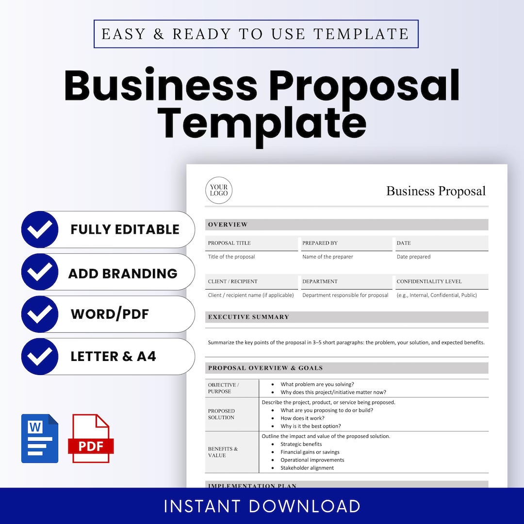 Simple Business Proposal Template (word, PDF) | Project Plan, Client ...