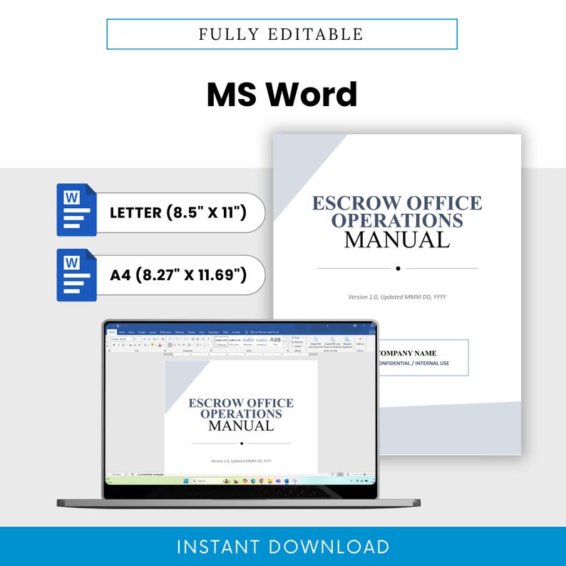 Escrow Office Operations Manual Template – Word & PDF, A4 + US Letter ...