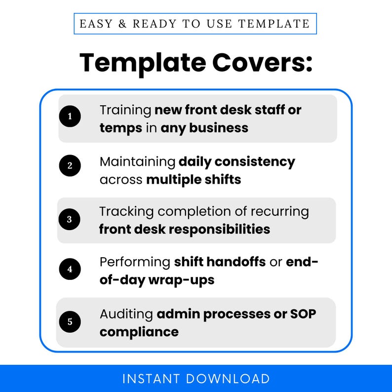 Front Desk Procedures Checklist Template – Word & PDF, A4 + US Letter ...