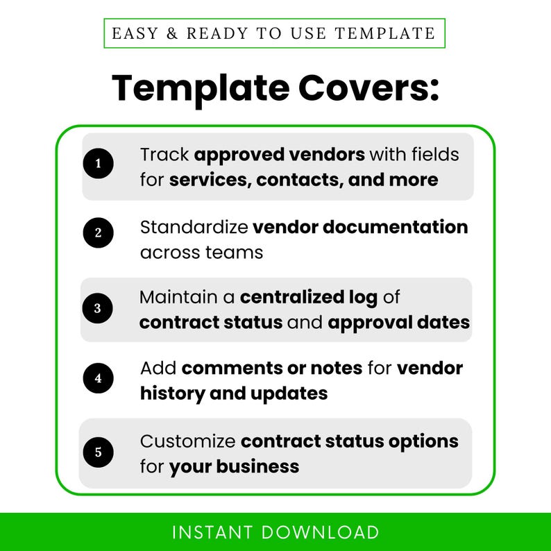 Simple Approved Vendors List Template – Word & PDF, A4 + US Letter - Etsy