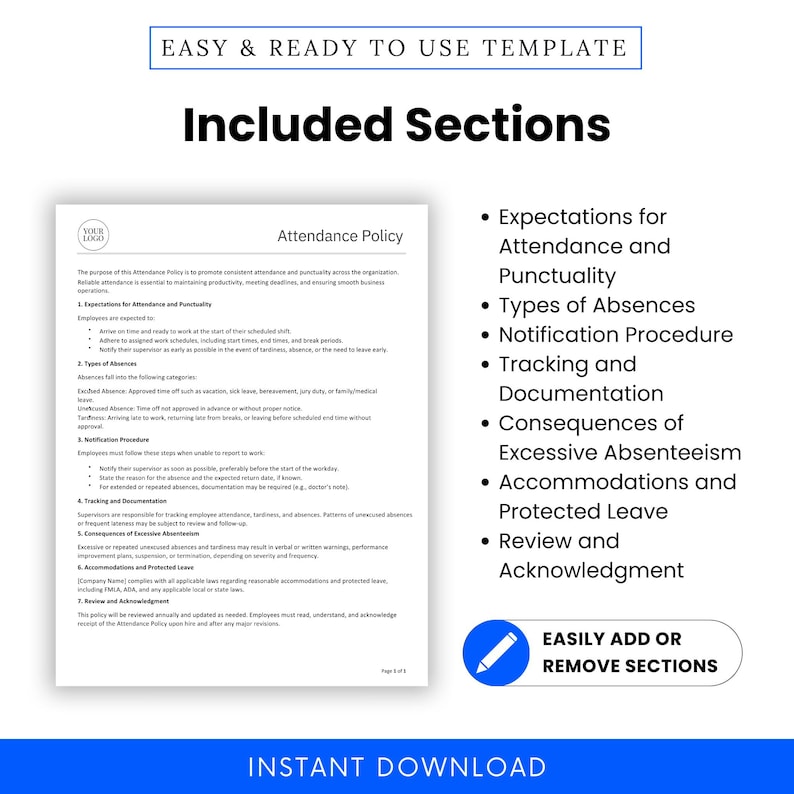 Employee Attendance Policy Template (word, PDF) | Simple Human ...
