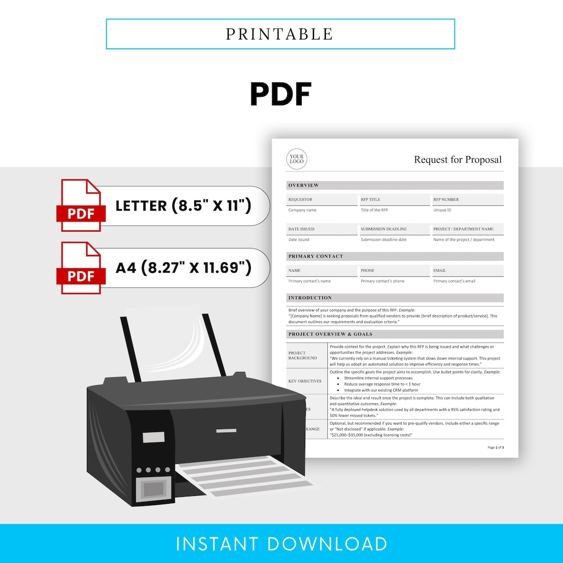 Simple Request for Proposal Template (word, PDF) | RFP Template ...