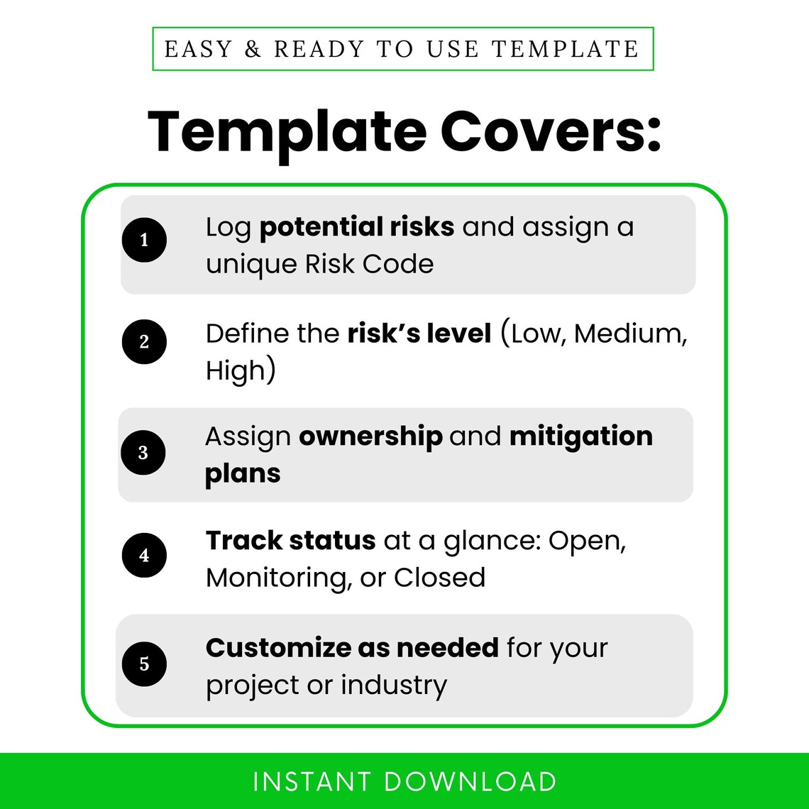 Simple Risk Register Template (word, PDF) | Project Management Template ...