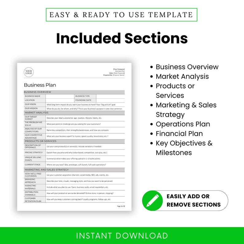 Business Plan Template (word, PDF) | Simple Business Plan Format ...