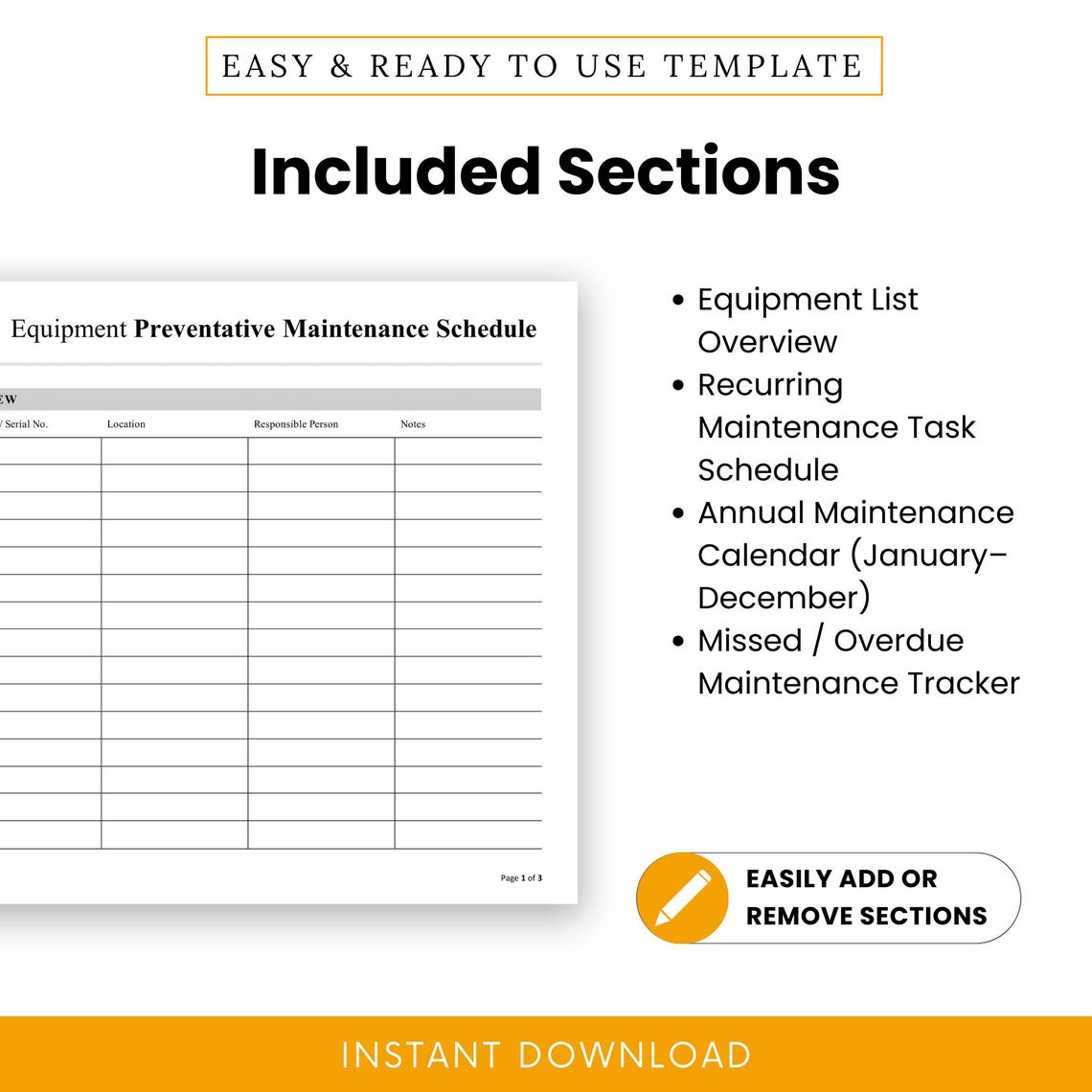 Equipment Preventative Maintenance Schedule Template - Word & PDF, A4 ...