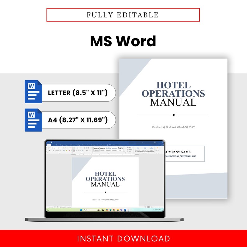 Hotel Operations Manual Template – Word & PDF, A4 + US Letter - Etsy UK