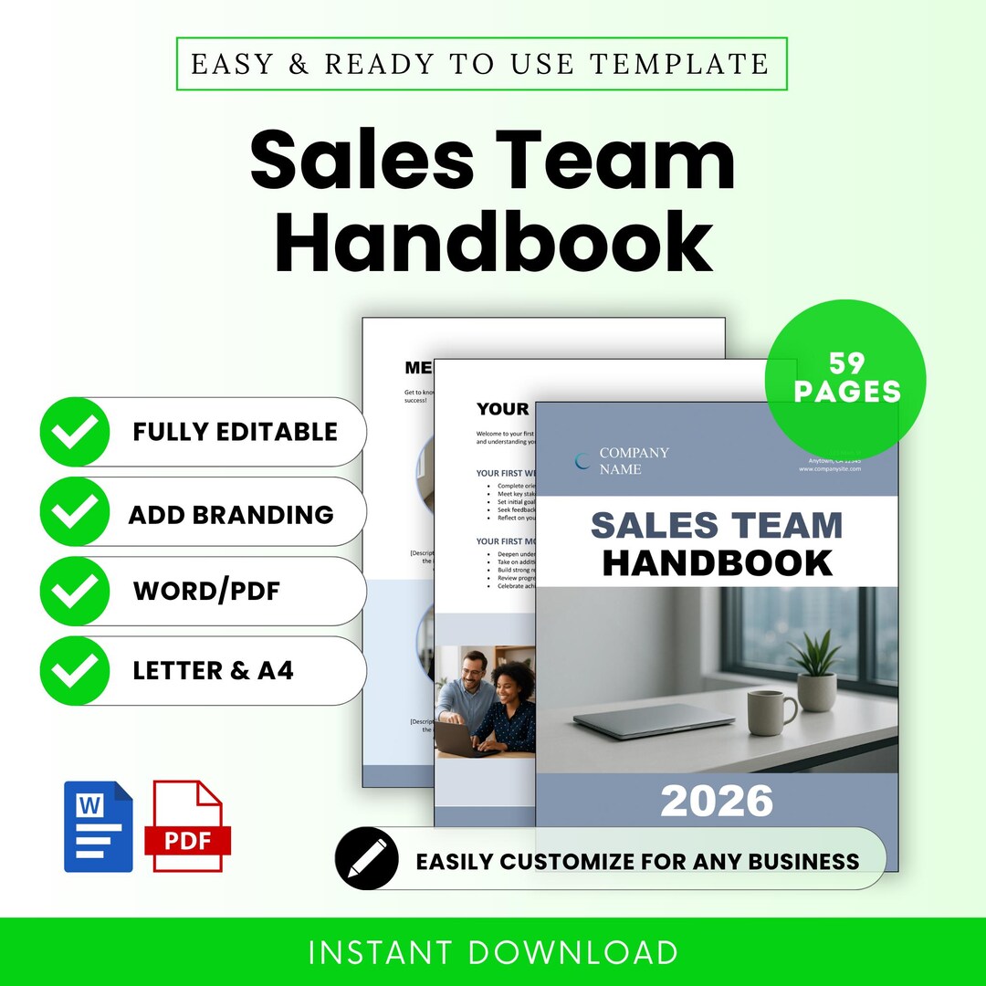 Sales Team Handbook Template – Word & PDF, A4 + US Letter - Etsy UK