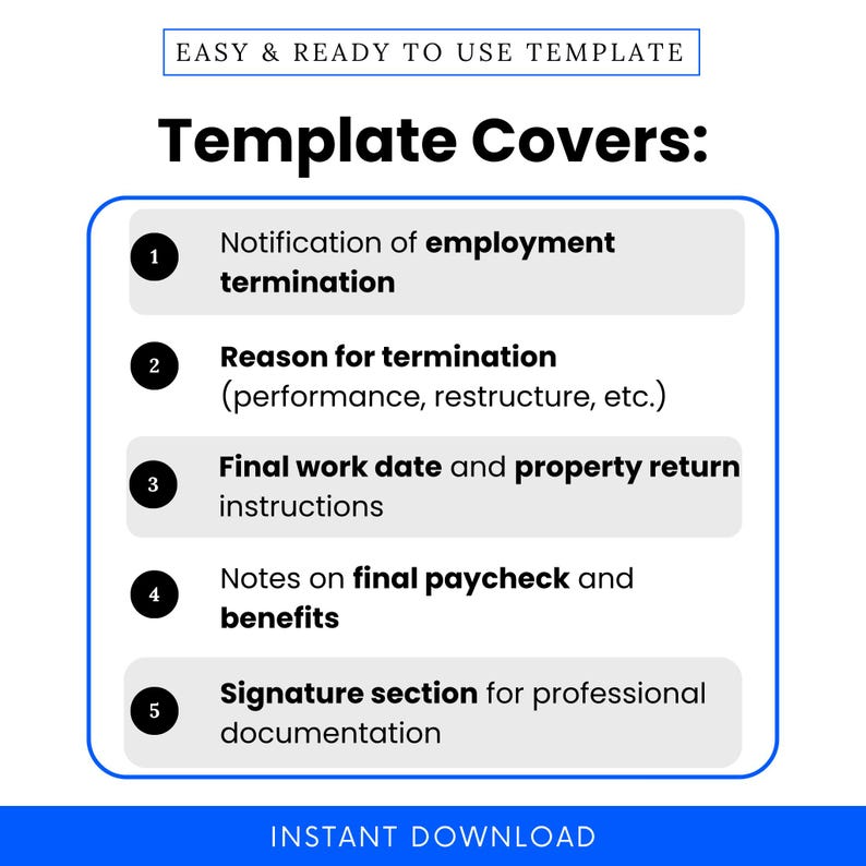 Employment Termination Letter Template (word, PDF) | Formal Employee ...