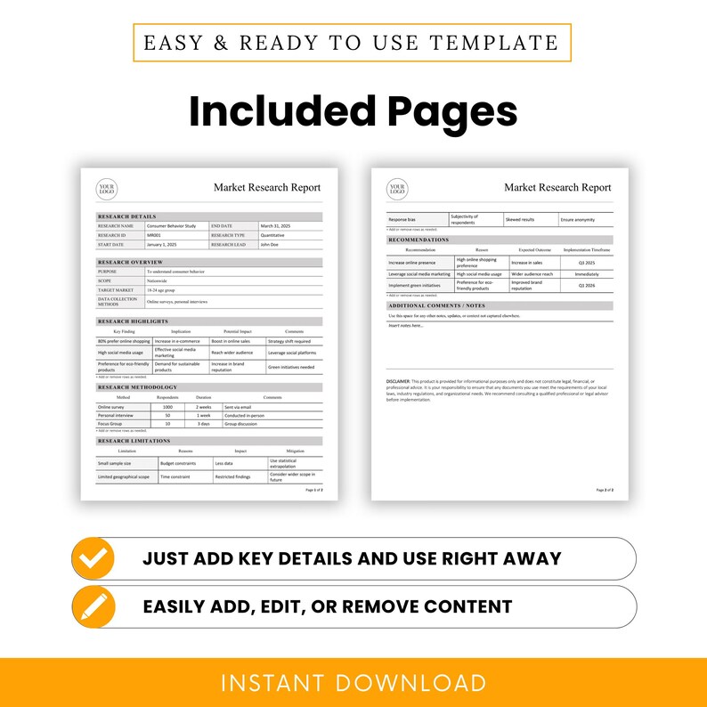 Simple Market Research Report Template (word, PDF) | Market Research ...