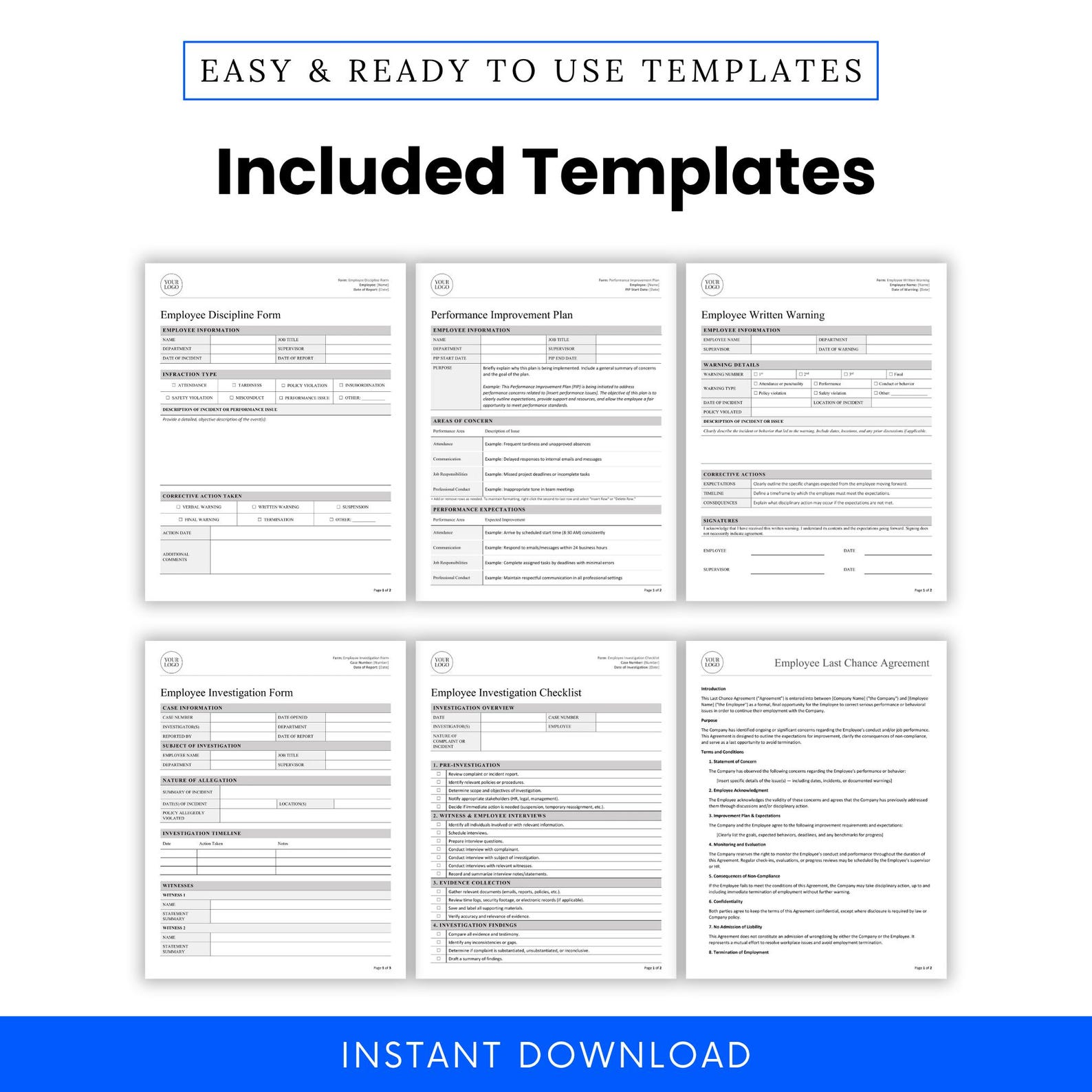 Employee Discipline Forms Bundle (word & PDF) | Employee Behavior ...