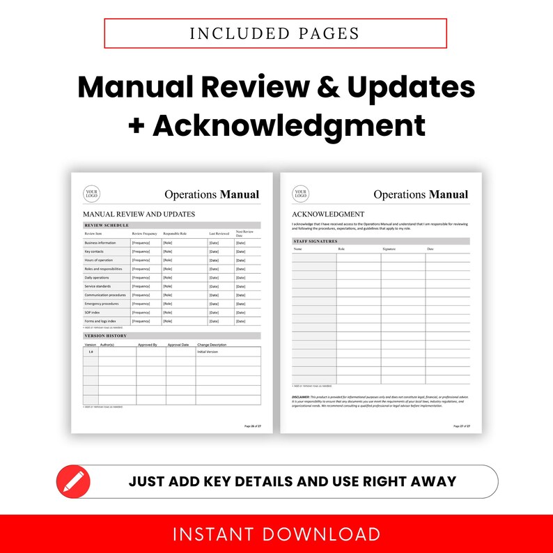 Hotel Operations Manual Template – Word & PDF, A4 + US Letter - Etsy UK