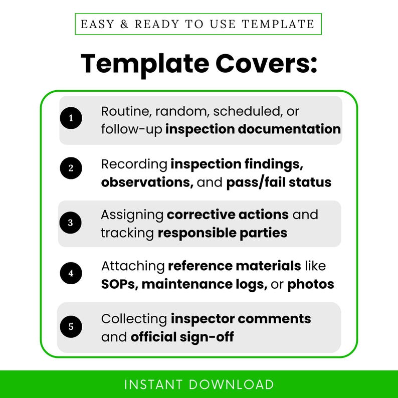 Simple Inspection Results Sheet Template – Word & PDF, A4 + US Letter ...