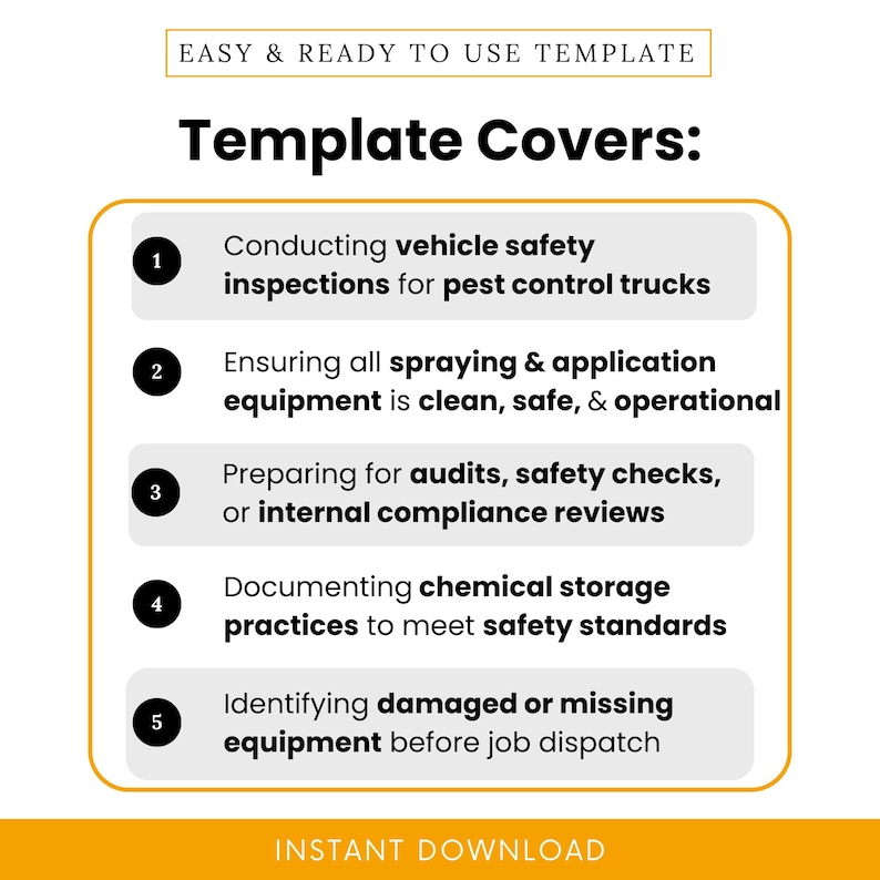 Pest Control Truck and Equipment Inspection Checklist Template - Word ...