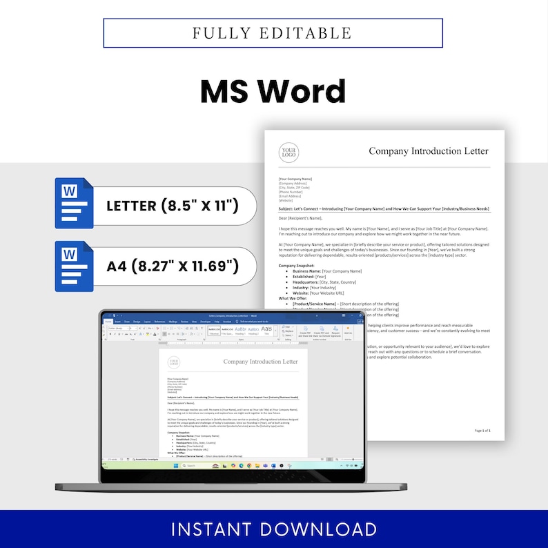 Company Introduction Letter Template (word, PDF), Cold Outreach Letter ...
