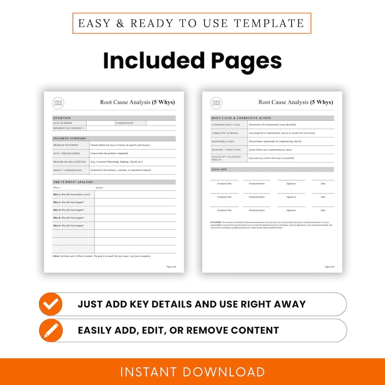 Simple Root Cause Analysis Form Template – Word & PDF, A4 + US Letter ...