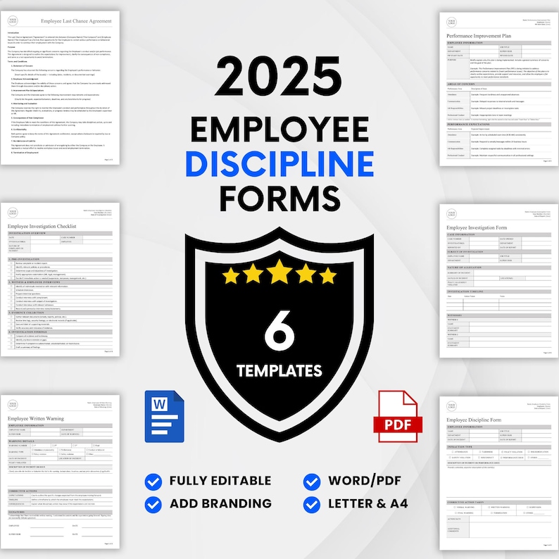Employee Discipline Forms Bundle (word & PDF) | Employee Behavior ...