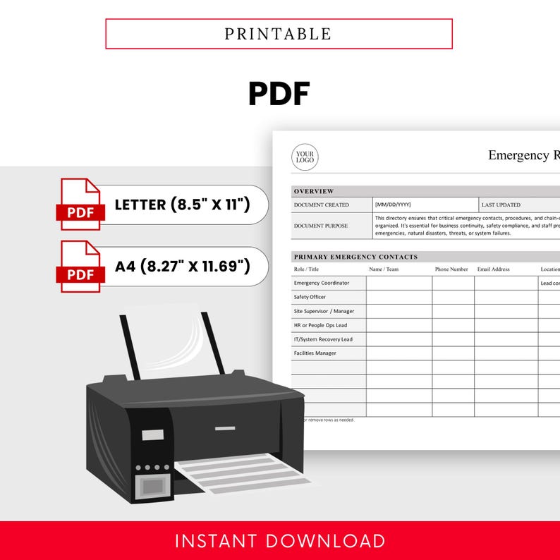 Emergency Response Directory Template – Word & PDF, A4 + US Letter - Etsy