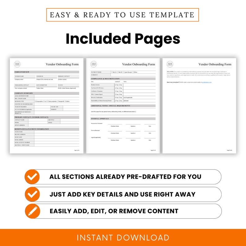 Simple Vendor Onboarding Form Template (word, PDF) | New Vendor ...