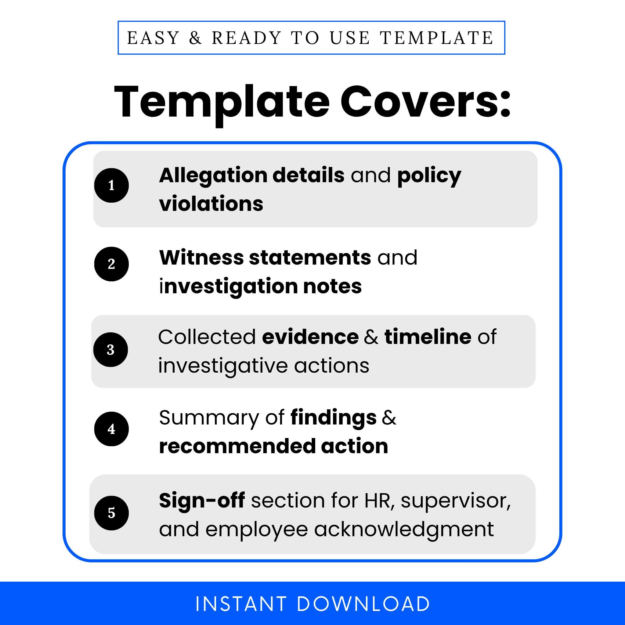 Employee Investigation Report Template (word, PDF) | Employee ...