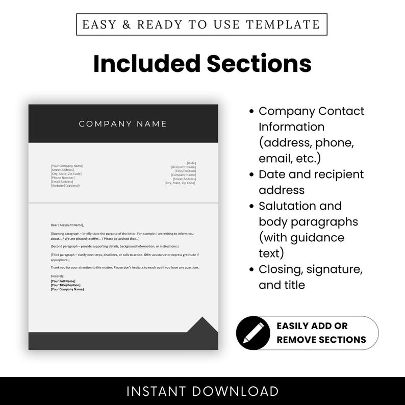 Business Letter Template (word, PDF) | Simple Modern Letter Template ...