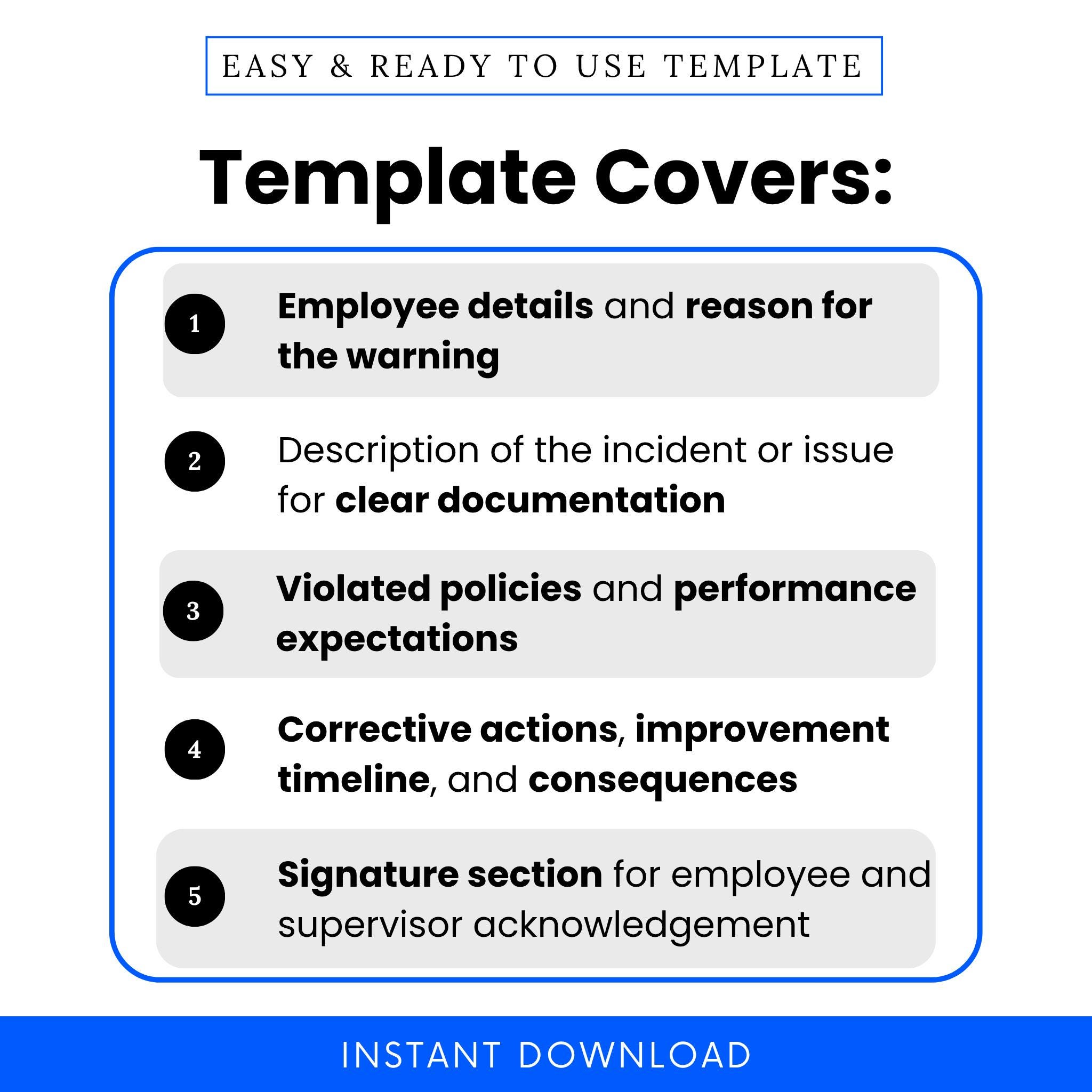 Employee Written Warning Template (word, PDF) | Editable Employee ...