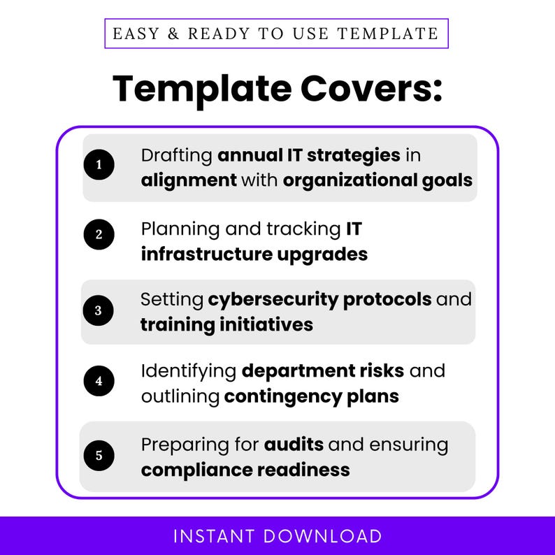 IT Department Operational Plan Template – Word & PDF, A4 + US Letter - Etsy