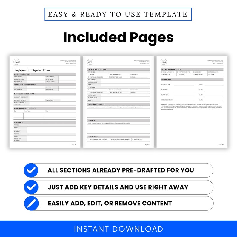 Employee Investigation Report Template (word, PDF) | Employee ...