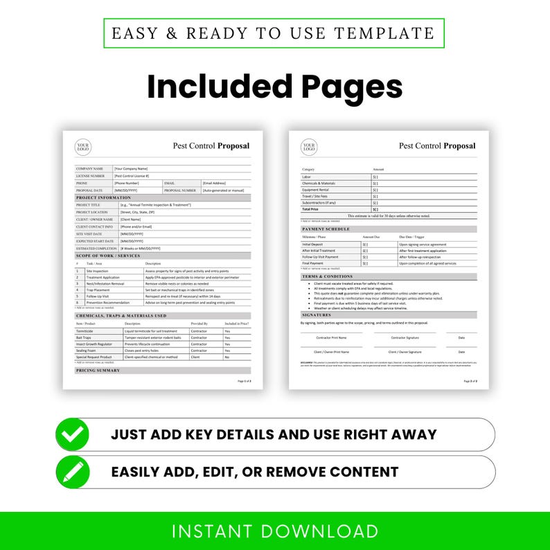 Pest Control Proposal Template – Word & PDF, A4 + US Letter - Etsy
