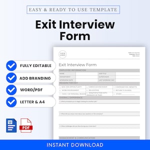 Employee Exit Interview Form Template (word, PDF) | Simple Exit Interview, Employee Exit Form ...