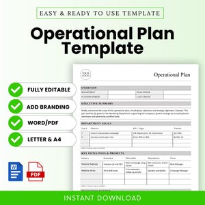 Simple Operational Plan Template (word, PDF) | Department Goal Setting ...