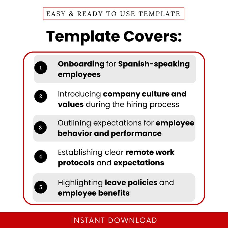 Spanish Employee Handbook Template (manual Del Empleado En Español ...