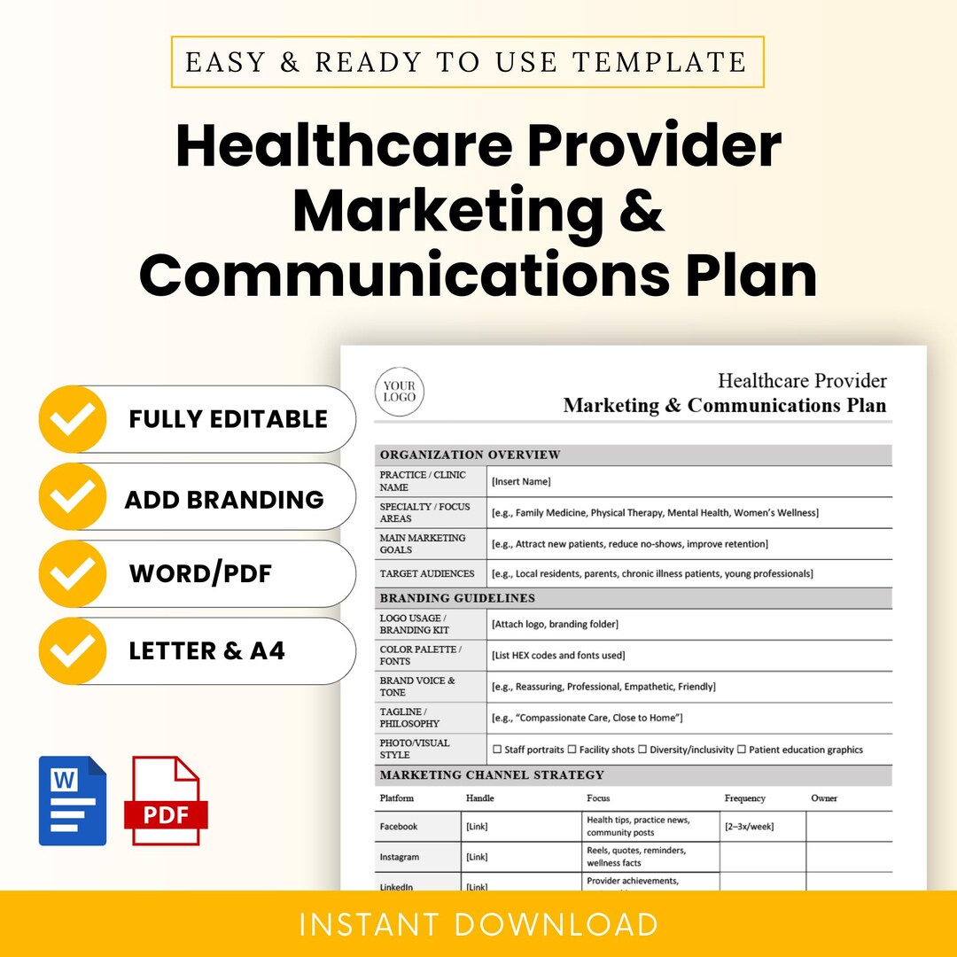 Healthcare Provider Marketing and Communications Plan Template – Word ...