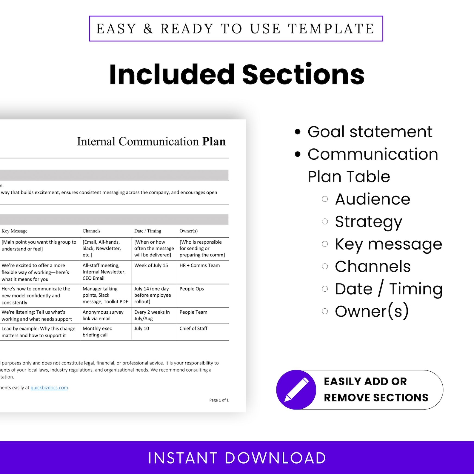 Internal Communication Plan Template (MS Word, PDF) | Memo Template, Internal Communication ...