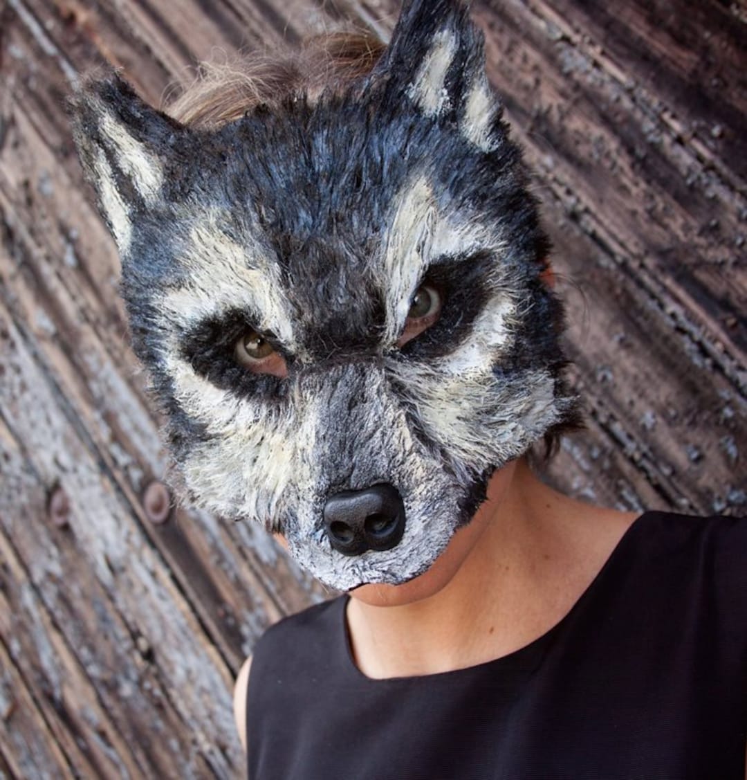Big Bad Gray Wolf Mask, Animal Costume, Vegan Halloween Mask - Etsy