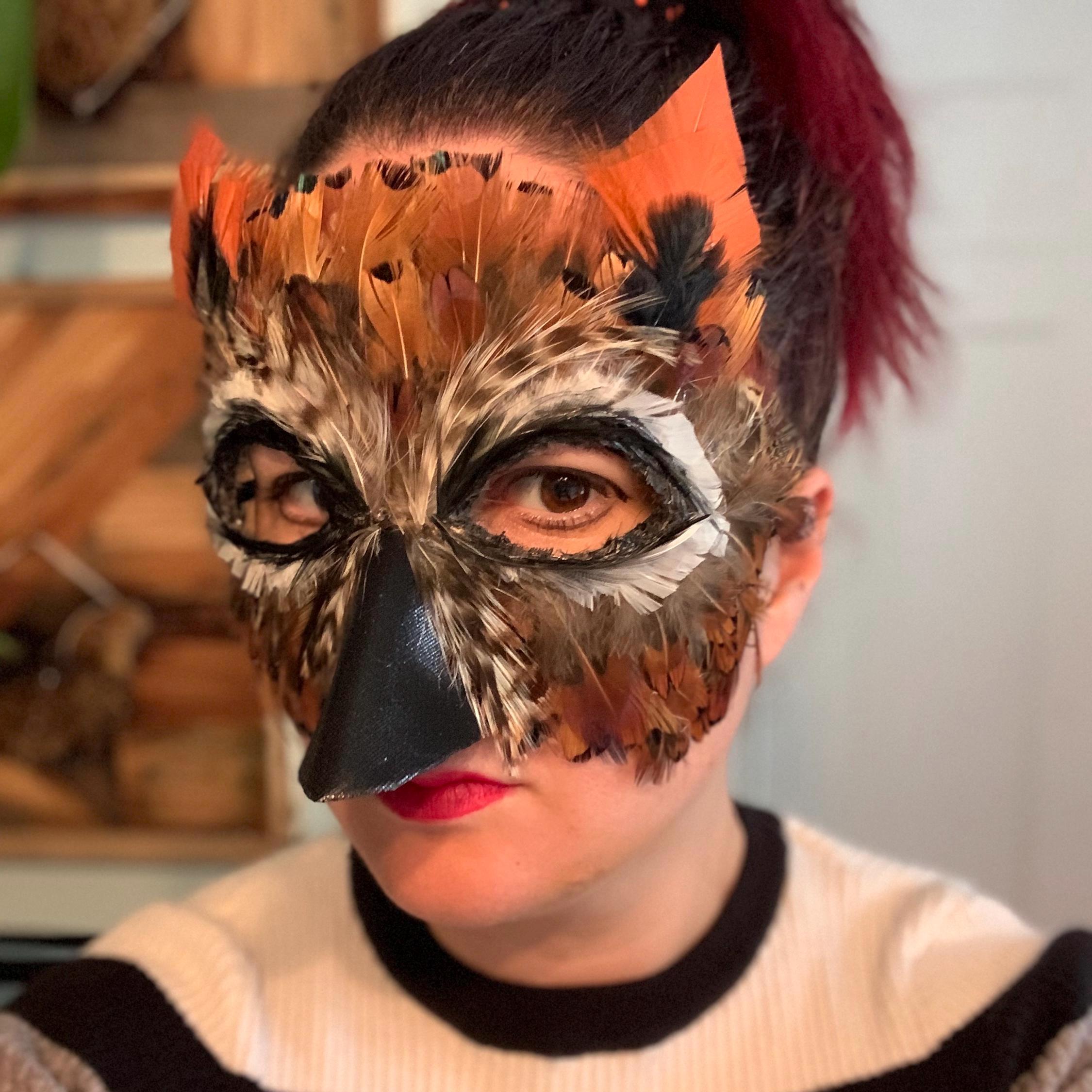 Feather Great Horned Owl Mask, Owl Costume, Owl Mask,mardi Gras Mask ...