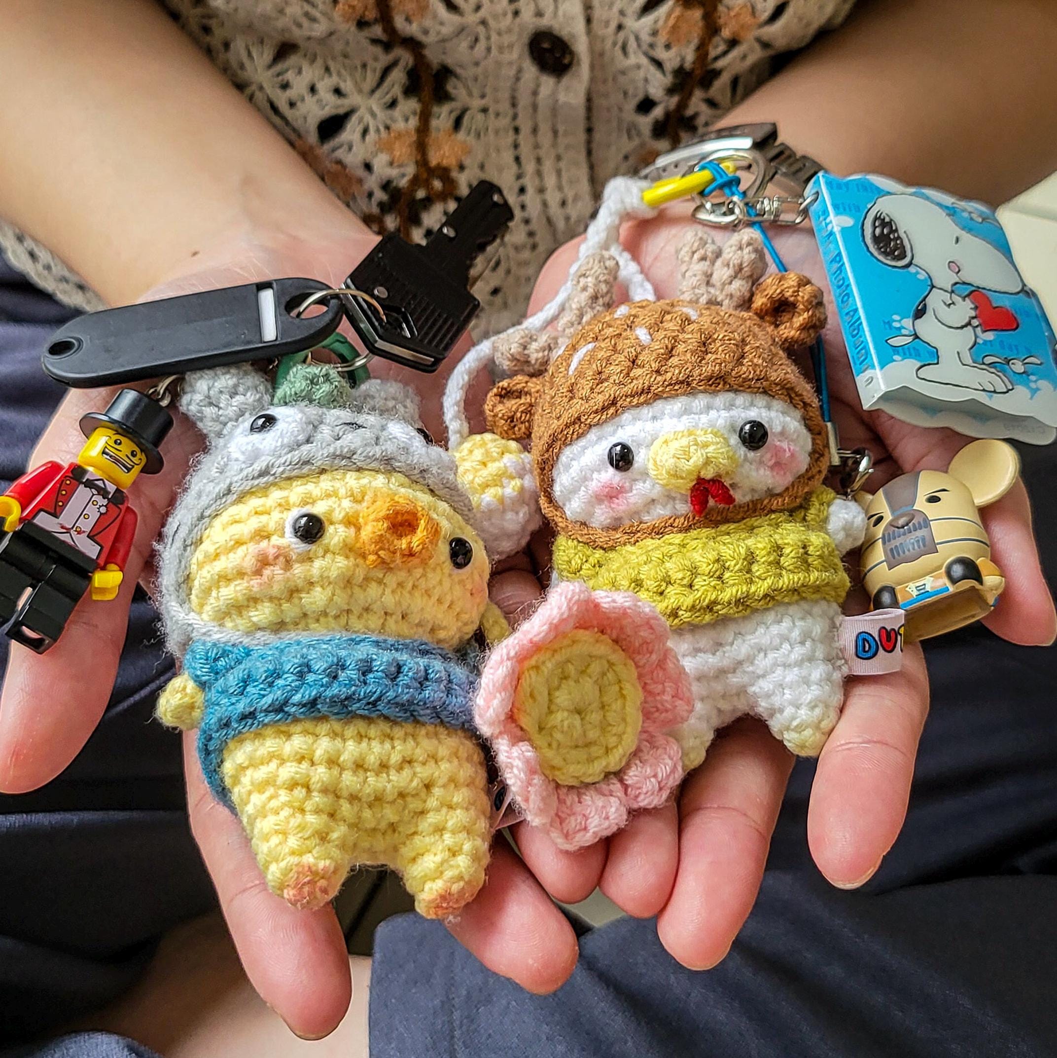 Handmade Crochet Yellow Duck Keychain – Kawaii Amigurumi Bag Charm ...