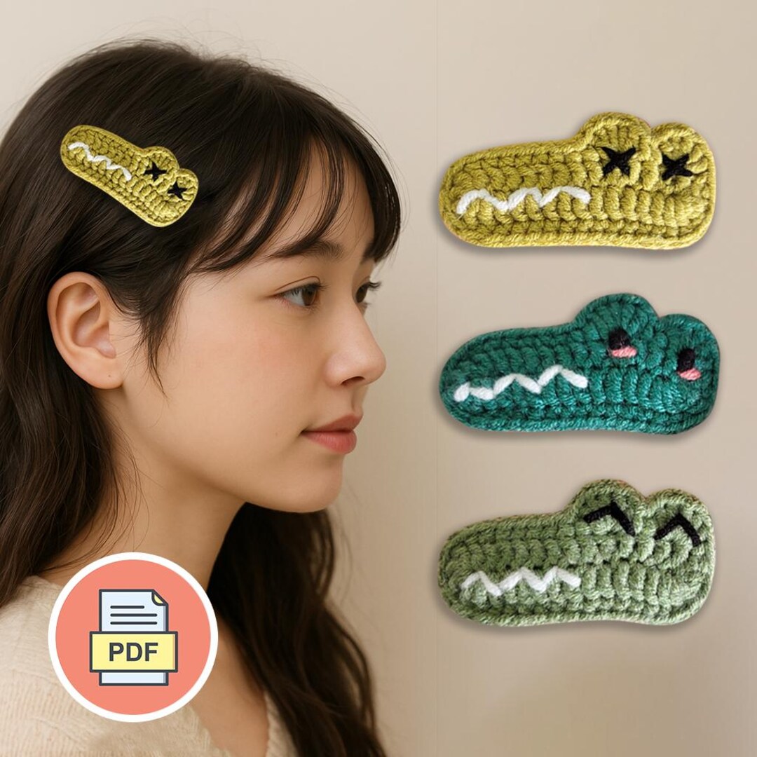 Crocodile Hair Clip Crochet Pattern – Cute Animal DIY PDF , Easy ...