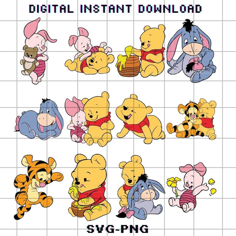 Baby Pooh Svg Bundle, Cute Piglet Pvg, Winnie Bear Clipart, Svg Files ...