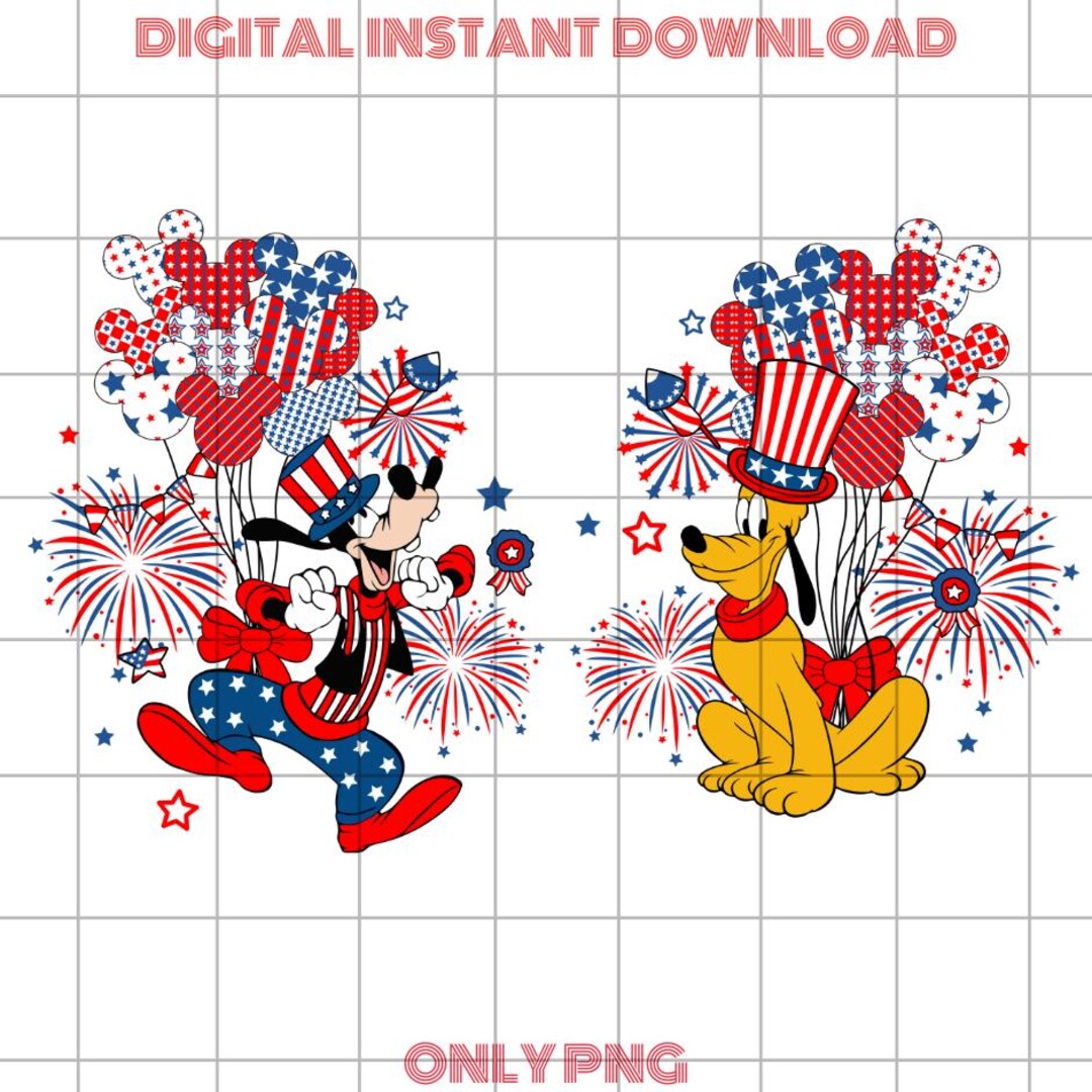 Goffy and Pluto 4th of July Png, Family Trip Png, Goofy America Png ...