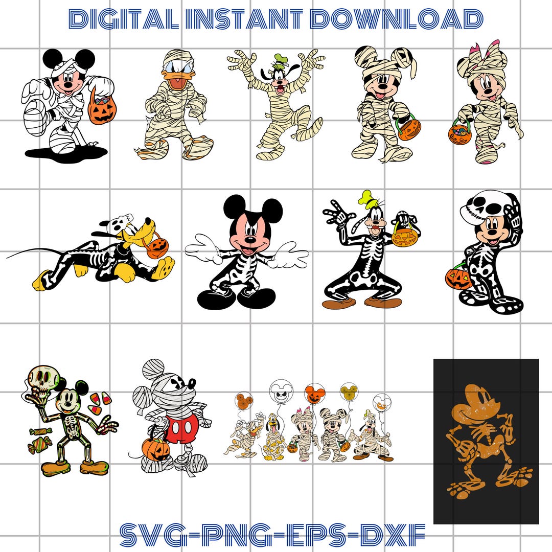 Mouse Halloween Png Bundle, Mickey Halloween Digital File, Minnie Mummy ...