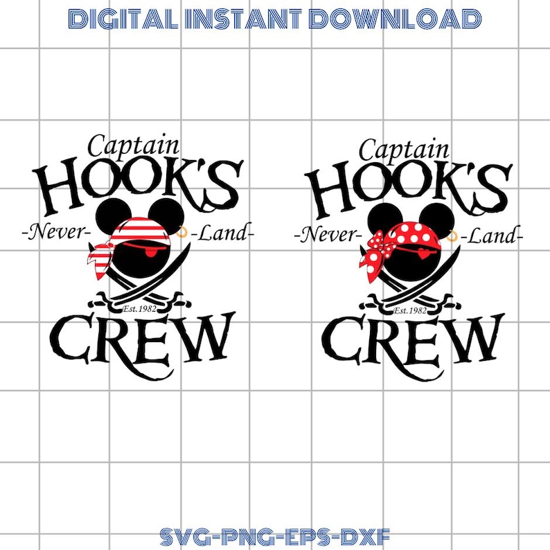 Captain Hooks Crew Svg , Mouse and Friends Pirates Digital File, Mickey ...