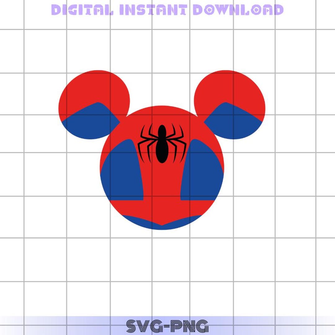 Spider Mickey Head Svg, Spider Digital File, Mickey Png, Layered SVG ...