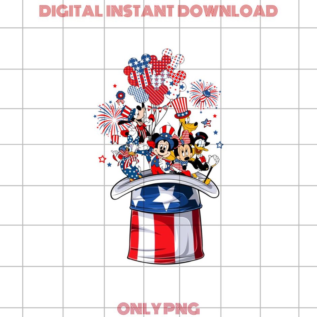 Mickey and Friends 4th of July Png, Family Trip Png, Mickey America Png ...