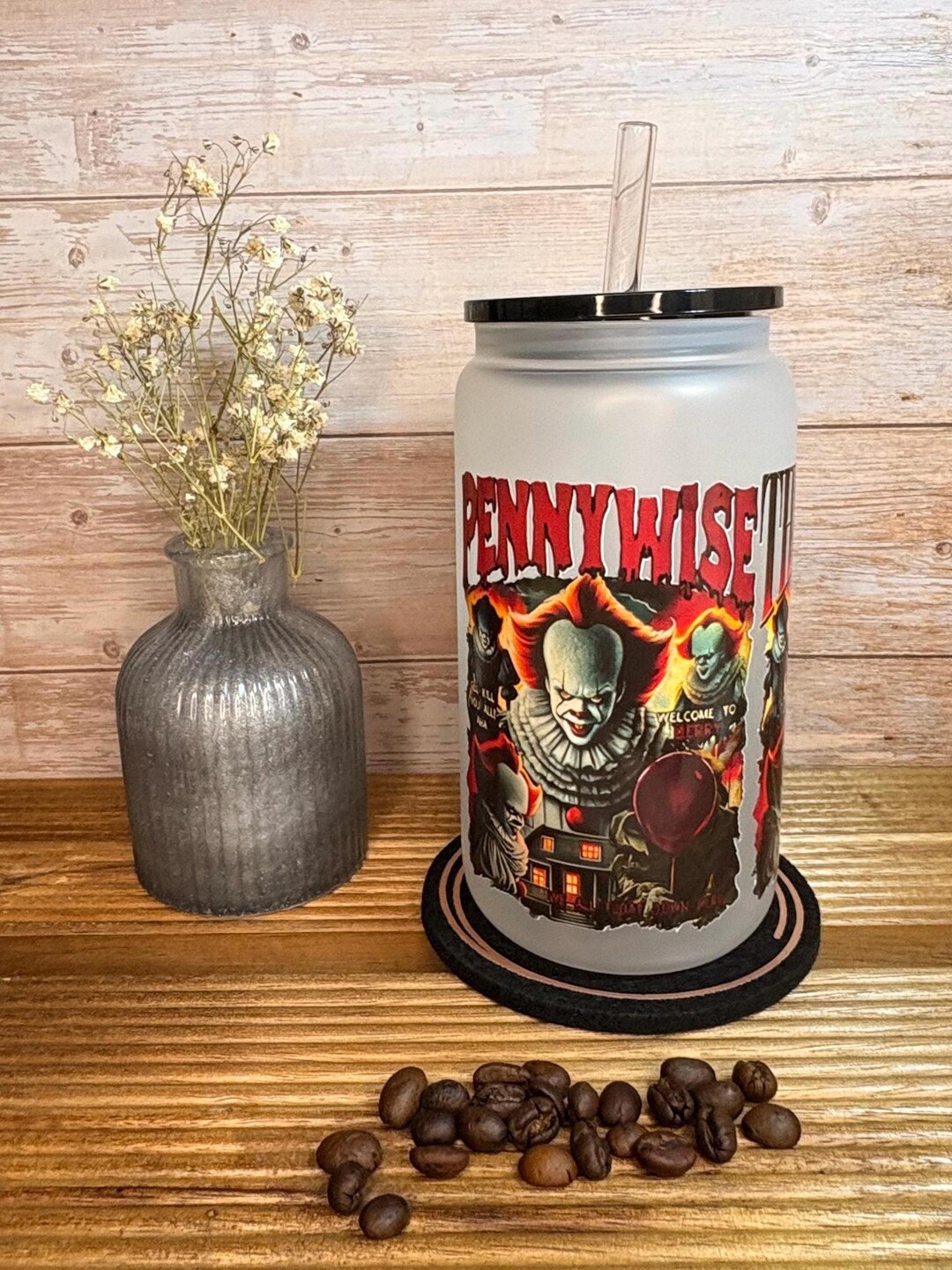 Frosted Halloween Glass Pennywise | Frosted Tumbler | Horror Glass UV ...