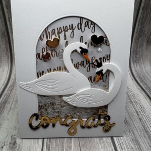 Wedding Swan Congrats - Blank Notecard, Greetings Card, Handmade Card ...