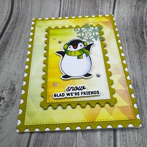 Penguin Snow Glad We’re Friends - Blank Notecard, Greetings Card ...